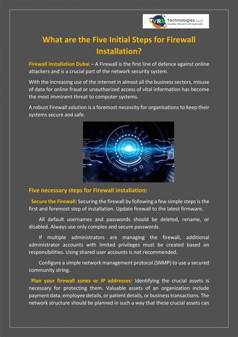 What Are The Five Initial Steps For Firewall Installation