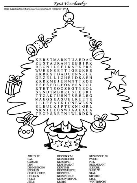 Kleurplaat Kerstpuzzel Woordzoeker