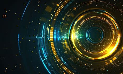 Premium Photo Futuristic Digital Interface With Glowing Circular Elements Ideal For Technology