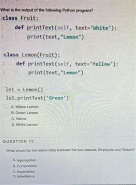 Solved What Is The Output Of The Following Python Program