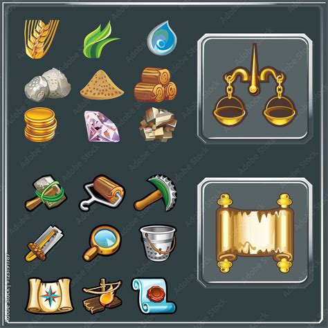 Cartoon Icons For Game User Interface Vector Set Stock Vector Adobe