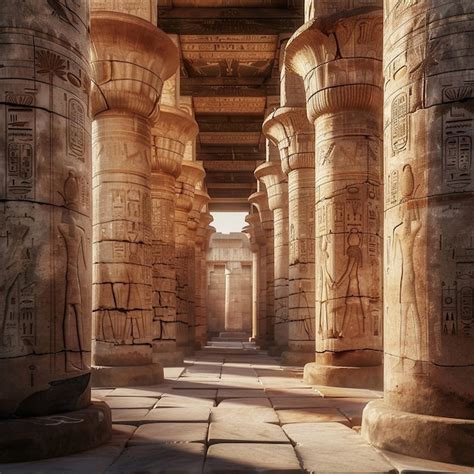 Premium Photo Impressive Egyptian Temple Columns And Statues In