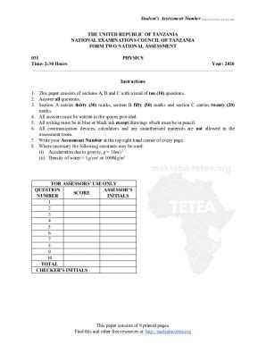 Fillable Online Form Physics Exam Physics Fax Email Print PdfFiller