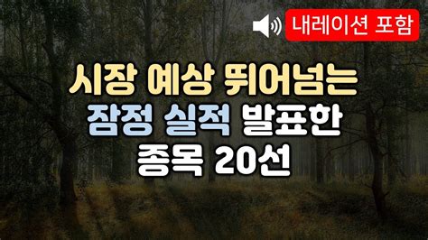시장 예상 뛰어넘는 잠정 실적 발표한 종목 20선 Youtube