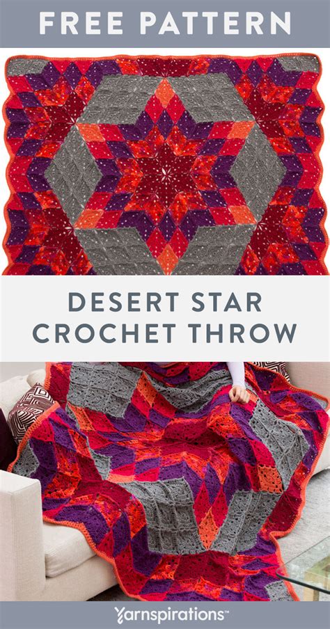 Free Desert Star Throw Crochet Pattern Using Red Heart Super Saver Yarn