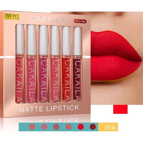6pcs Makeup Lipstick Set Liquid Velvet Matte Gloss Lip Sexy Red