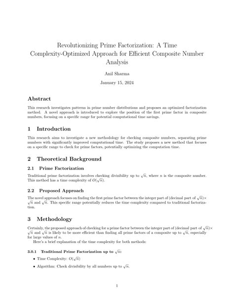 Pdf Revolutionizing Prime Factorization A Time Complexity Optimized