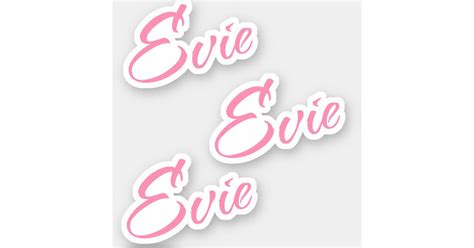 Evie Decorative Name In Pink X3 Sticker Zazzle
