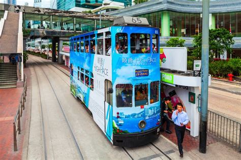 Double Decker Tramway In Hong Kong Editorial Photography Image Of