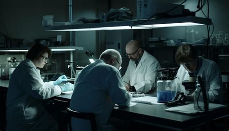 Premium AI Image A Team Of Scientists Men And Women Working Indoors