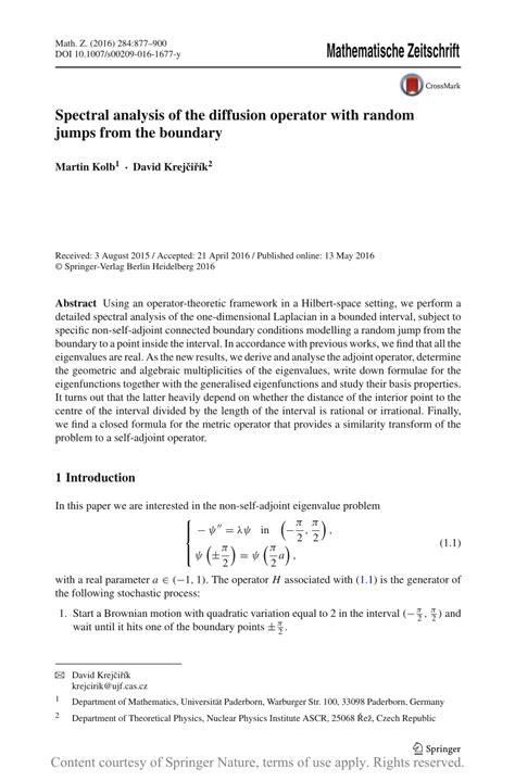 spectral analysis of the diffusion operator with random jumps from the