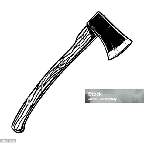 포스터 카드 배너 상징 기호에 대 한 흰색 배경 디자인 요소에 고립 된 나무 꾼 도끼의 그림 벡터 일러스트 강철에 대한 스톡 벡터 아트 및 기타 이미지 Istock