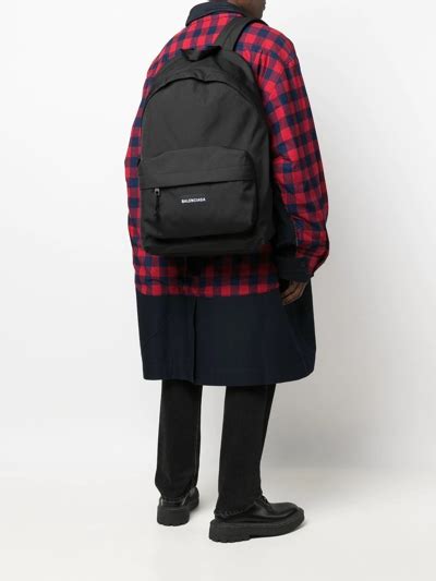 Balenciaga Explorer Logo Patch Backpack In Black Modesens