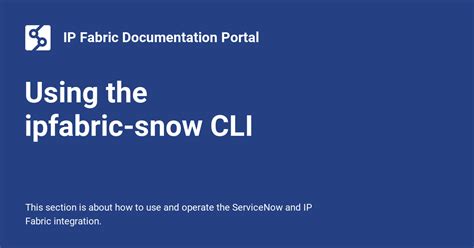 Using The Ipfabric Snow Cli Ip Fabric Documentation Portal