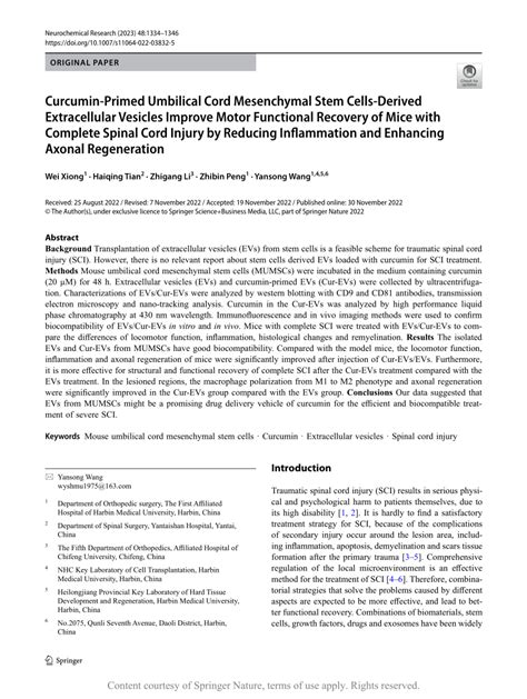 Curcumin Primed Umbilical Cord Mesenchymal Stem Cells Derived