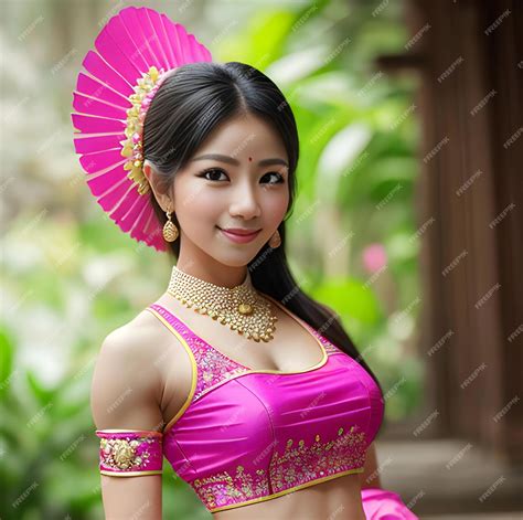 Premium Photo Beautiful Asian Girl In Thai Traditional Costume With