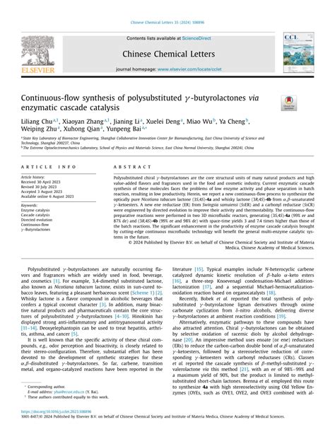 Pdf Continuous Flow Synthesis Of Polysubstituted γ Butyrolactones Via