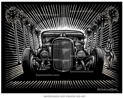 Hollywood Hot Rod Art Print Signed Lithograph Etsy