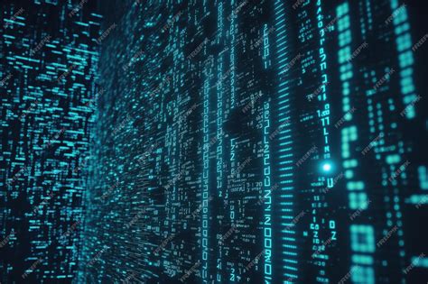 Premium Ai Image Blue Matrix Background Technology Stream Binary Code Falling Numbers On