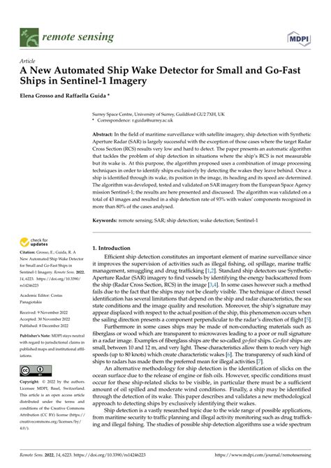 Pdf A New Automated Ship Wake Detector For Small And Go Fast Ships In Sentinel 1 Imagery