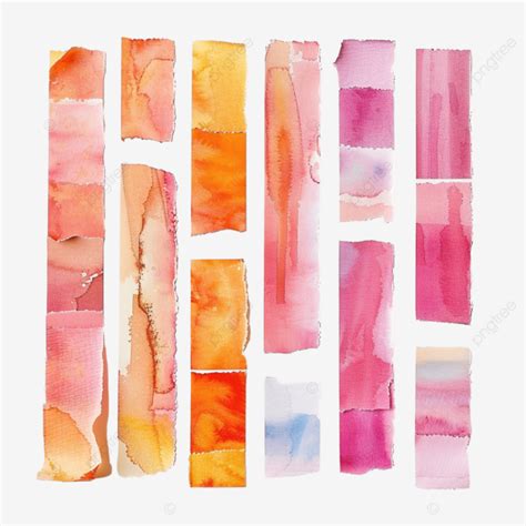 수채화 테이프 스트립 세트 일본 와시 마스킹 테이프 오렌지와 핑크 줄자 테이프 스트립 마스킹 테이프 Png 일러스트 및 이미지 에 대한 무료 다운로드 Pngtree