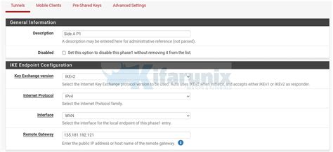 setup ipsec site to site vpn tunnel on pfsense