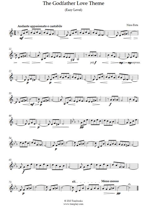 The Godfather Love Theme Easy Level Nino Rota Violin Sheet Music