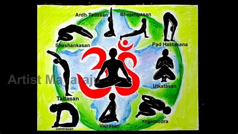 How To Draw Pragya Yoga Poses Names Poster Drawing Yoga Day Drawing