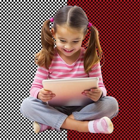 Premium Psd Girl Playing With A Tablet