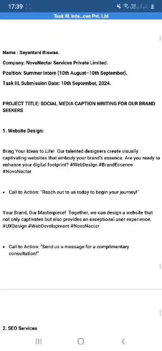 Shruti Biswas On Linkedin Task Iii Video Of Completed Task Submission 10th September 2024