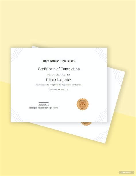 High School Diploma Certificate Template In Illustrator Pages Psd