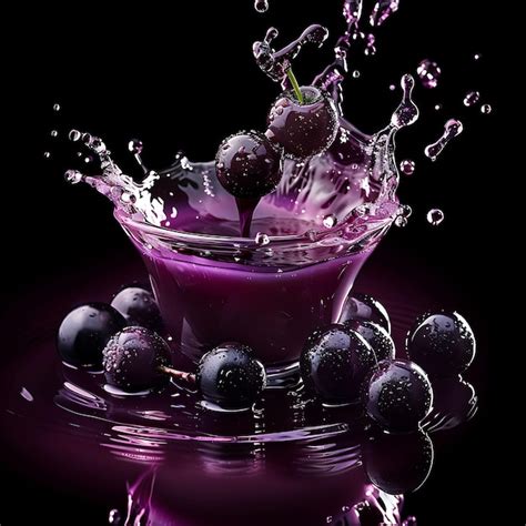 Premium Photo Jabuticaba Juice Burst With Dark Purple Thick Fluid A