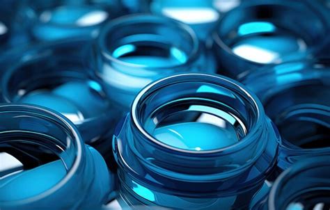 Premium Photo Close Up Of Multiple Blue Glass Jars