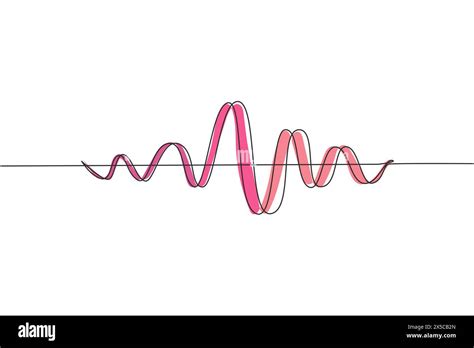 Single Continuous Line Drawing Black Sound Waves Music Audio Frequency