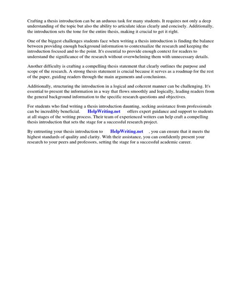 How To Write A Thesis Introduction Pdf Thesis Essays