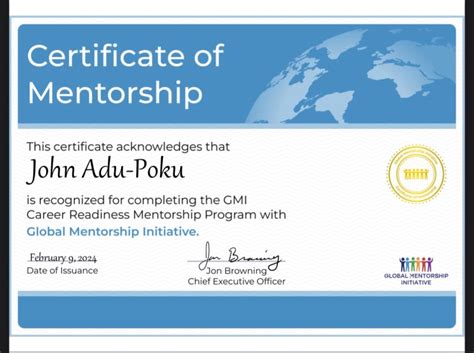 Successful Completion Of Gmi Mentorship Program John Adu Poku Posted On The Topic Linkedin