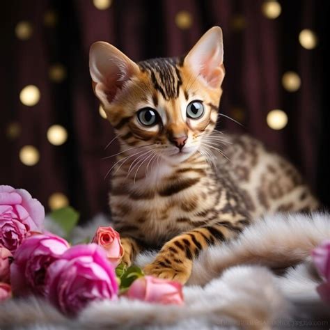 Um Gatinho De Bengala Brincalhão Com Suas Distintivas Manchas Rosadas E