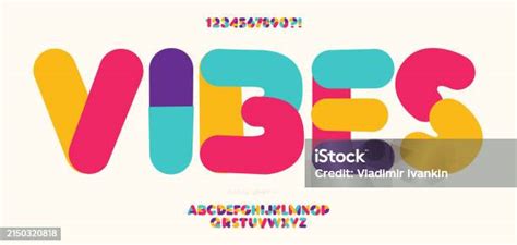 글꼴 Vebes 벡터 현대 타이포그래피 Colorfu 컴퓨터 글자에 대한 스톡 벡터 아트 및 기타 이미지 컴퓨터 글자 3
