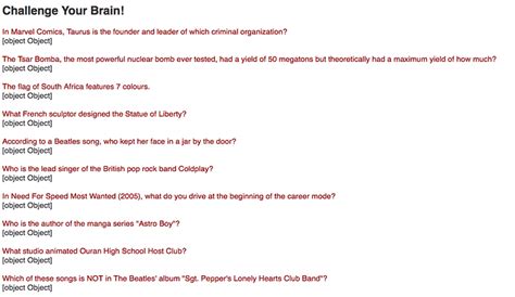 display data from api as a quiz application javascript the