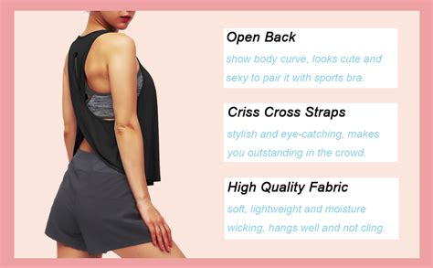 Mippo Womens Open Back Workout Tops Flowy Cropped Cross Back Athletic