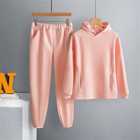 Two Piece Set Casual Fleece Tracksuit Women Winter Womens Sets