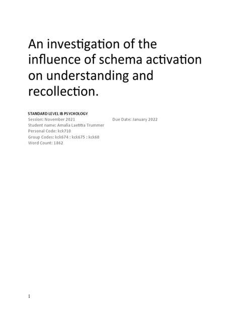 An Investigation Of The Influence Of Schema Activation On Understanding