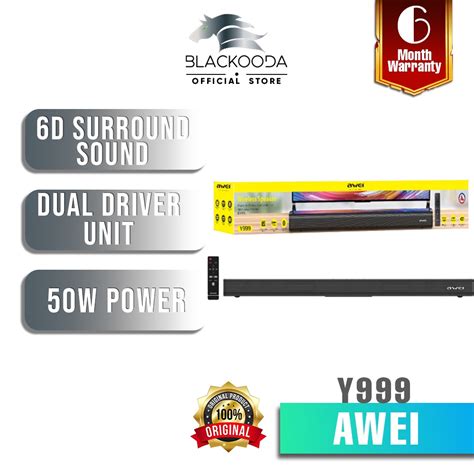 Awei Y999 50W Home Theater Wireless Bluetooth V5.0 Speaker TV Sound Bar ...