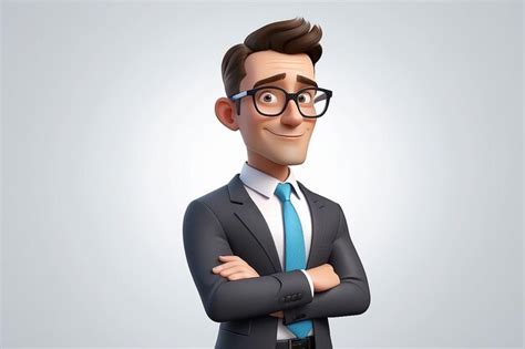 Premium Photo 3d Funny Character Cartoon Sympathetic Looking Business
