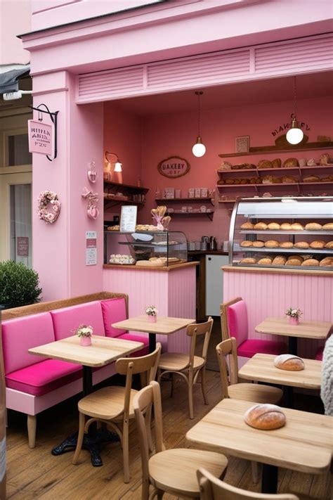 Cozy Pink Artisan Bakery Cafe In A Small Town En 2024 Cafeteria Café Cafe Rosa