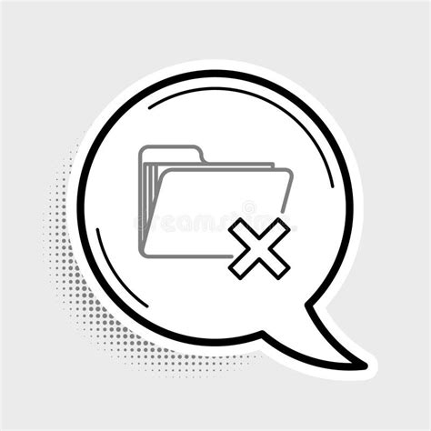 Line Delete Folder Icon Isolated On Grey Background Folder With Recycle Bin Delete Or Error
