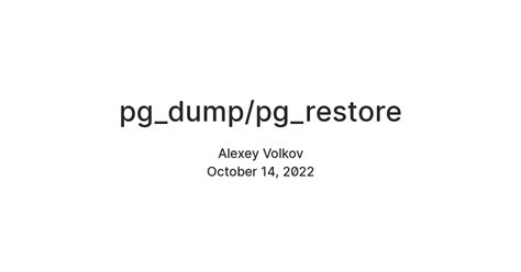 Pg Dump Pg Restore Teletype