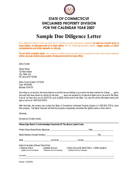 Fillable Online Sample Due Diligence Letter Fax Email Print