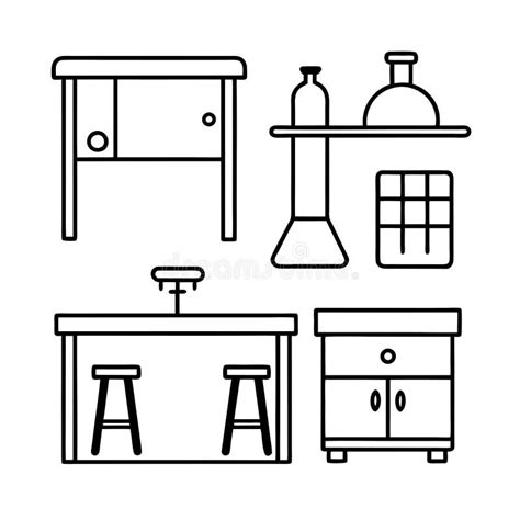 Science Classroom Icons For Design Stock Illustration Illustration Of Icons Furniture 352580535