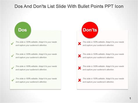 Dos And Donts List Slide With Bullet Points Ppt Icon PowerPoint Slide
